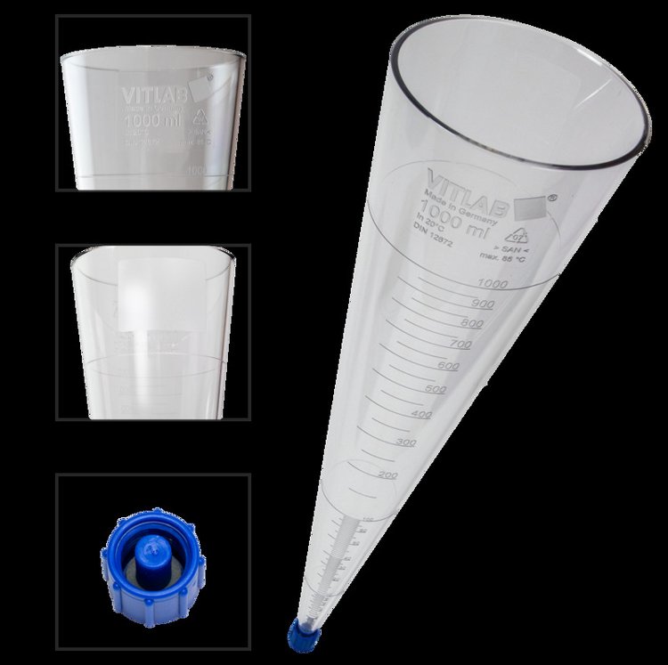 Sedimentation cones Imhoff pattern, SAN, with screw cap | VITLAB lab products